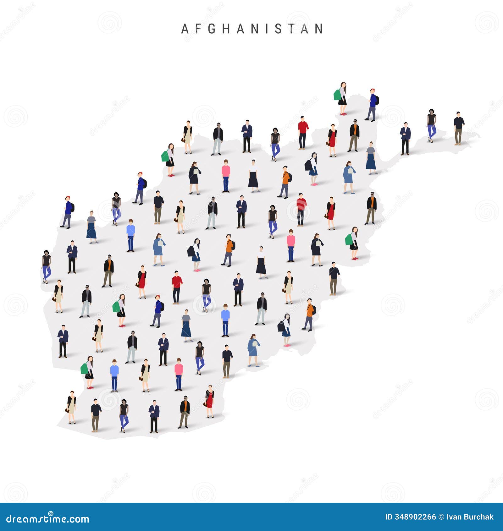 Afghanistan Population Map. Large Group of People in a Shape of Afghan Map. Flat Vector ...