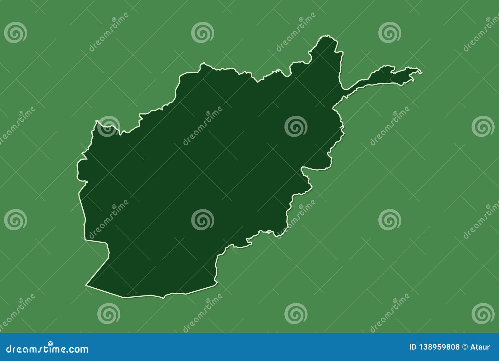 Afghanistan Vector Map with Single Border Using Dark Green Color on ...