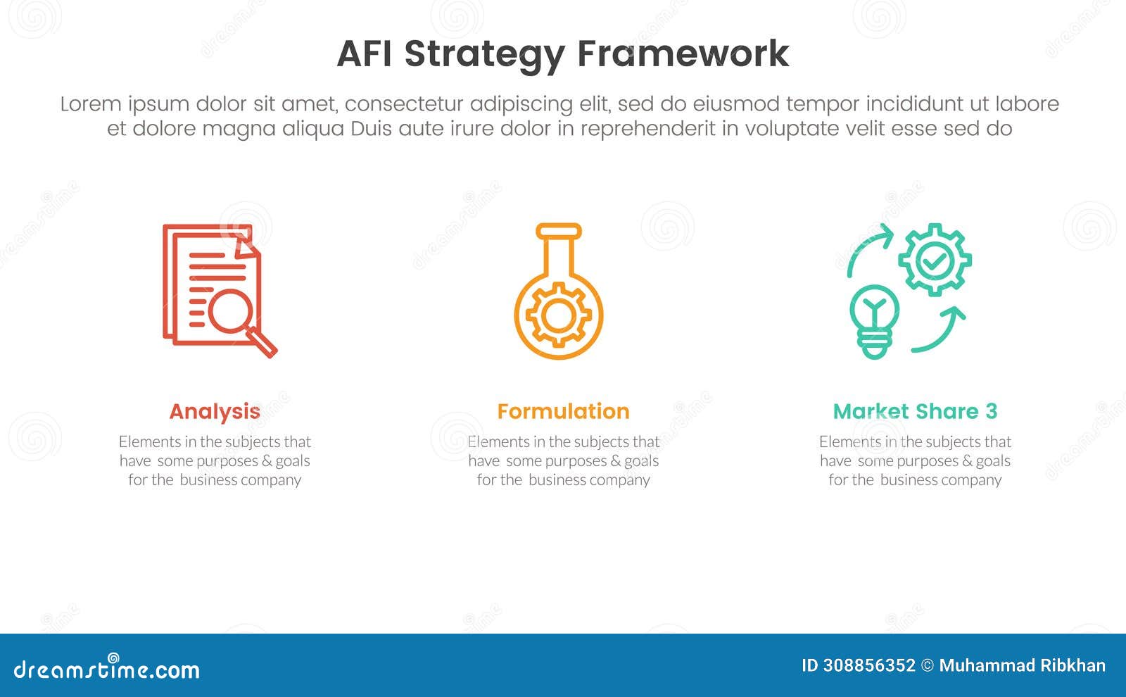 AFI Strategy Framework Infographic 3 Point Stage Template with Clean ...