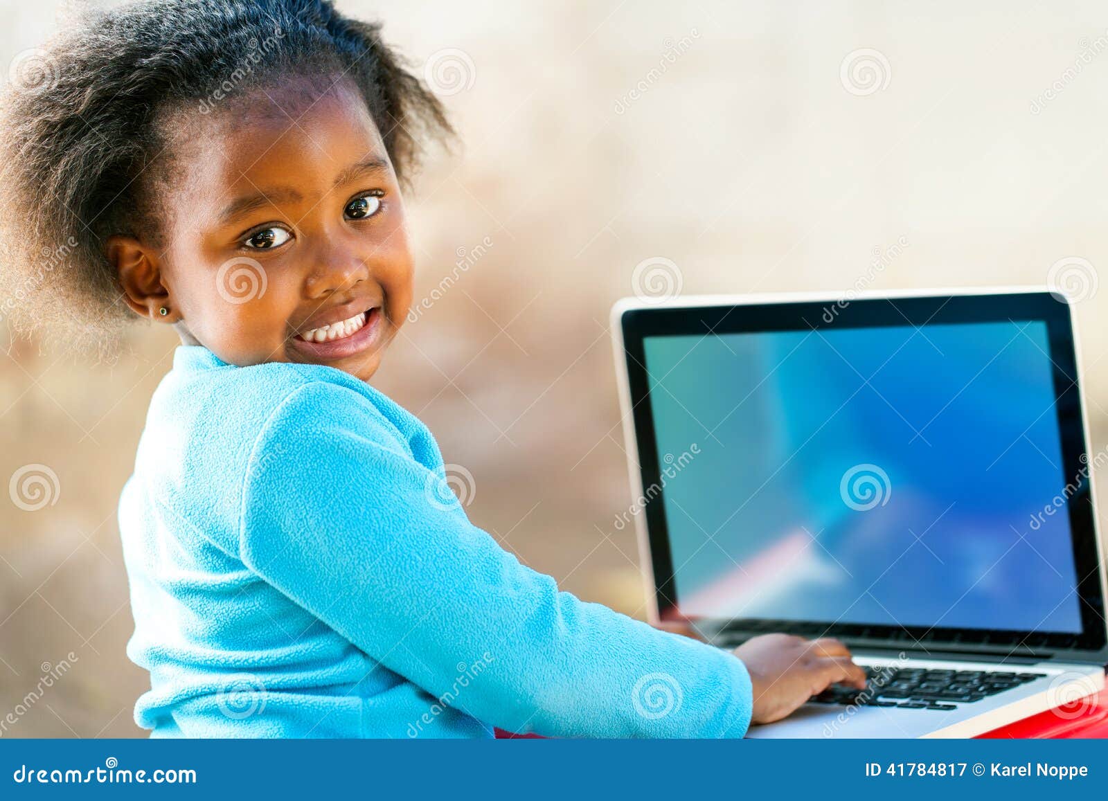 Afican Child Learning on Computer Stock Image - Image of blank, african ...