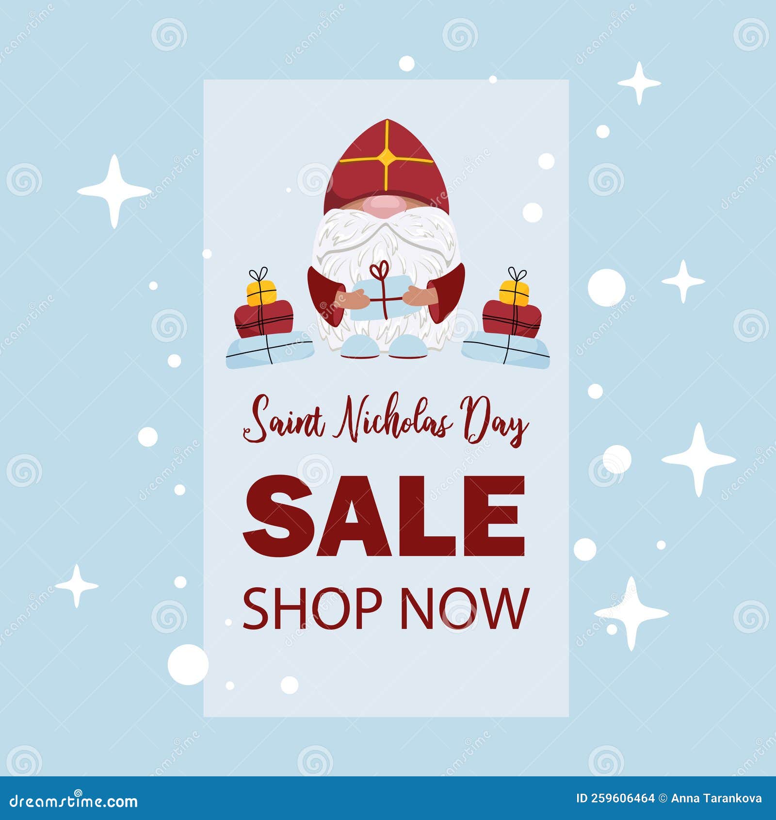 Afiche De Venta De Saint Nicholas Day. Divertida Enana Nicholas Stock ...
