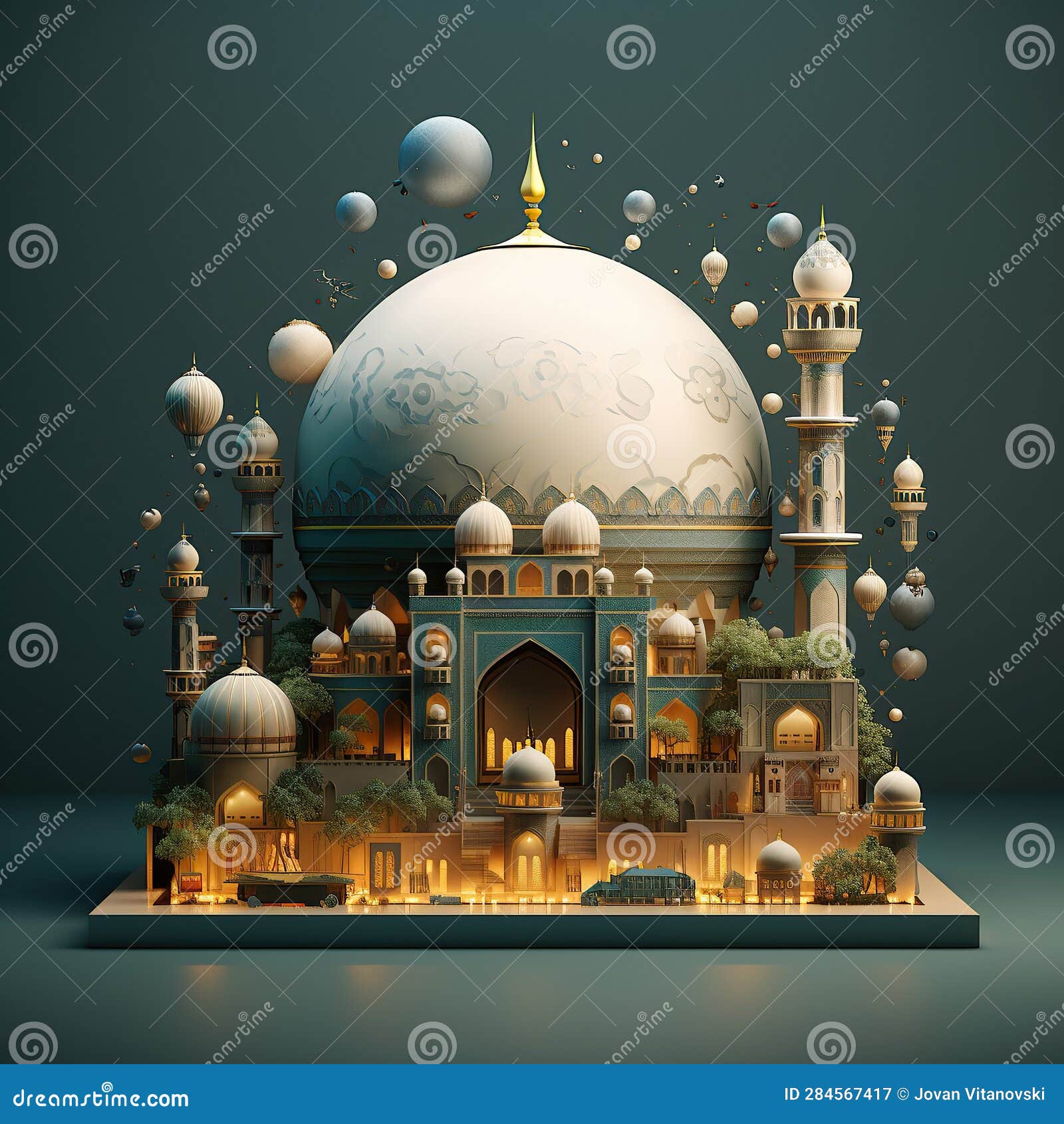 Afiches De Temas Islámicos Ilustración De Realismo 3d Stock De