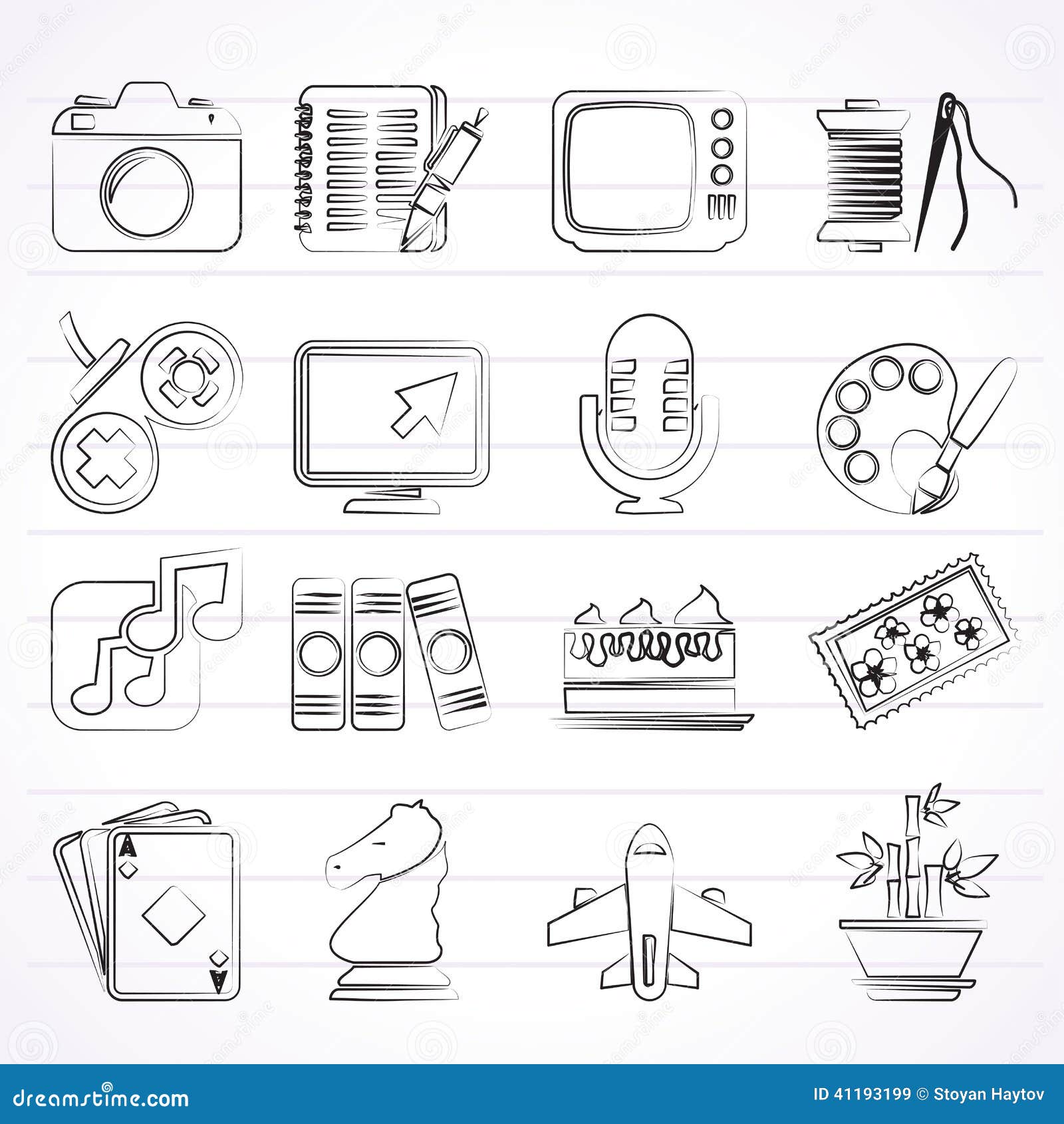 Aficiones E Iconos Del Ocio Ilustración del Vector - Ilustración de ...