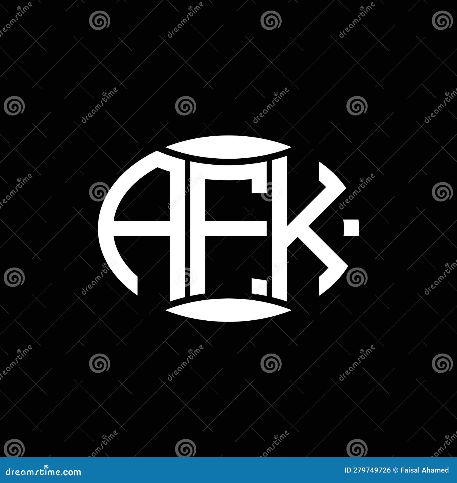 AFK Abstract Monogram Circle Logo Design on Black Background. AFK ...