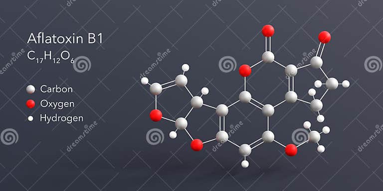Aflatoxin B1 Molecule 3d Rendering, Flat Molecular Structure with ...