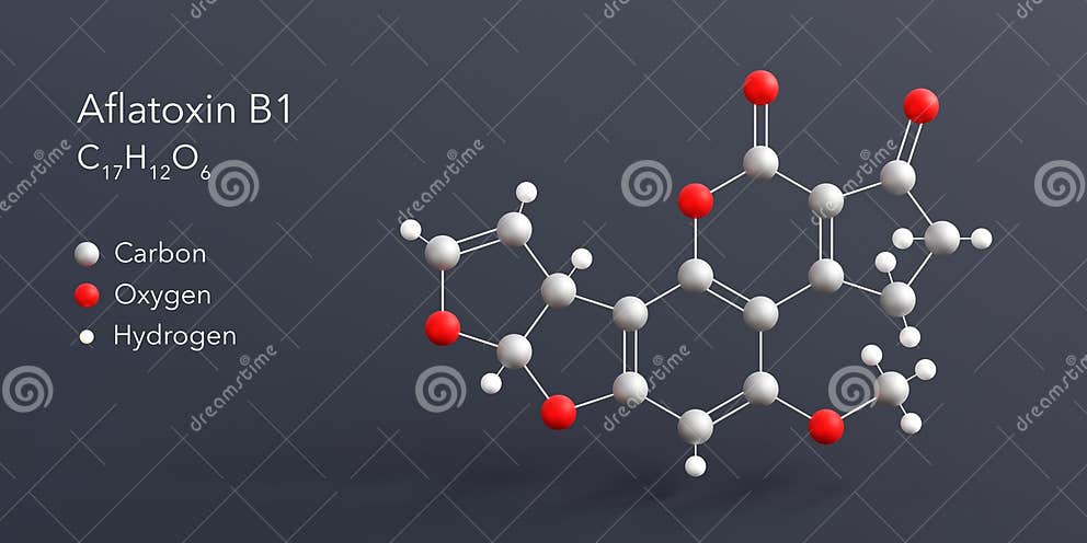 Aflatoxin B1 Molecule 3d Rendering, Flat Molecular Structure with ...