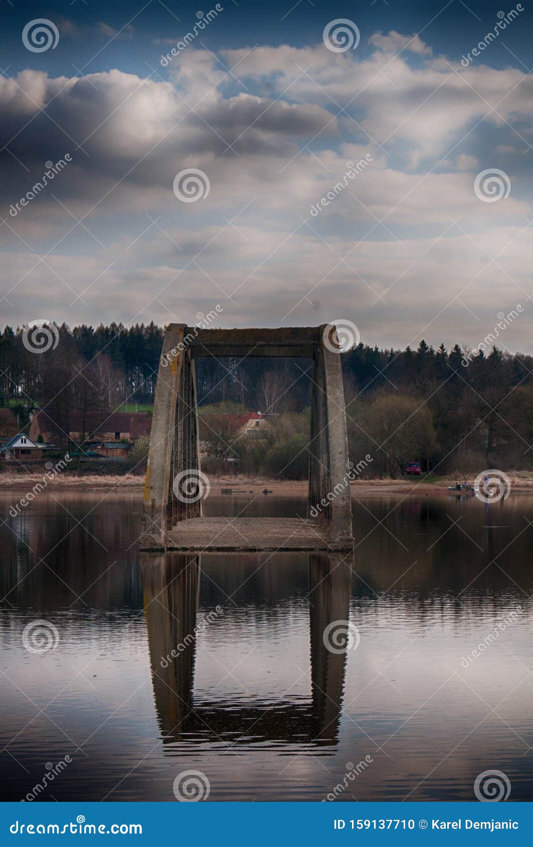 Afloated bridge stock photo. Image of lake, corn, blue - 159137710