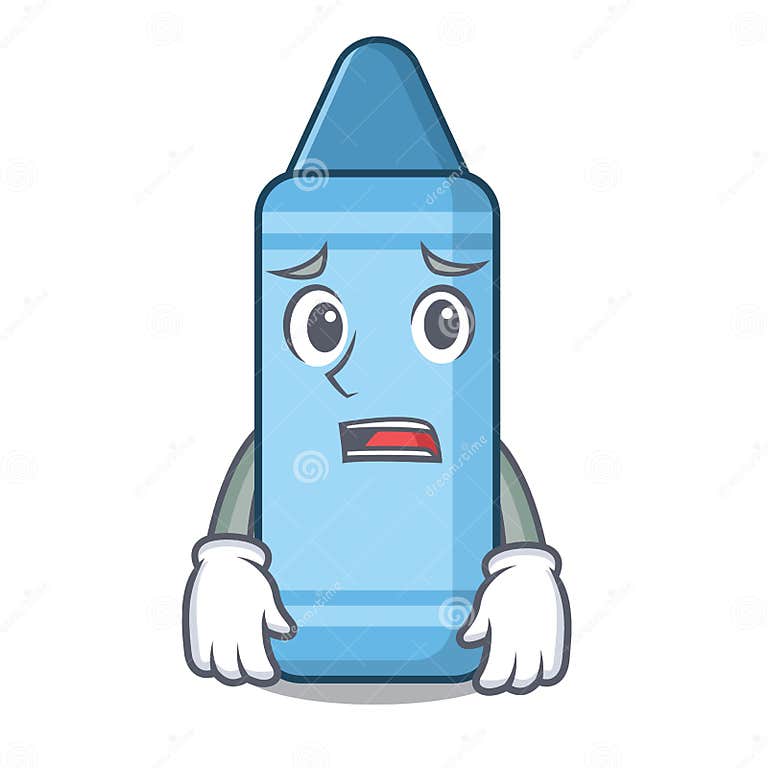 Afraid Blue Crayon in the Character Shape Stock Vector - Illustration ...