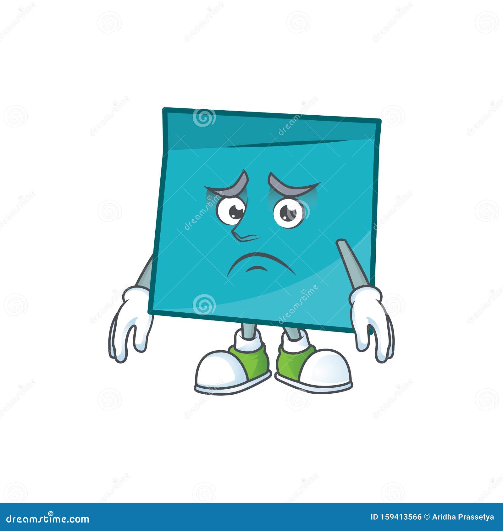 Afraid Blue Rectangle Sticker Paper on White Background. Stock Vector ...