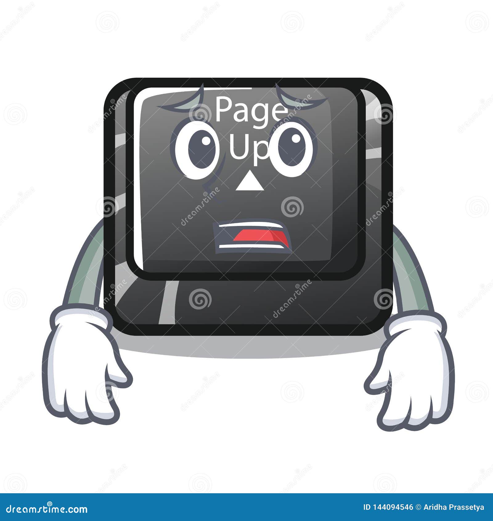 Afraid Button Page Up on Computer Cartoon Stock Vector - Illustration ...