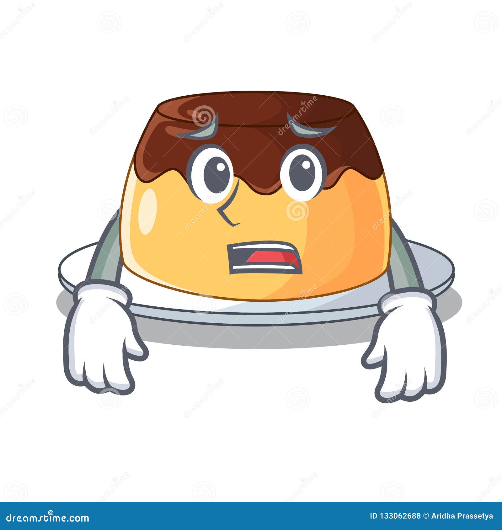 Afraid Caramel Chocolate Pudding on Cartoon Funny Stock Vector ...