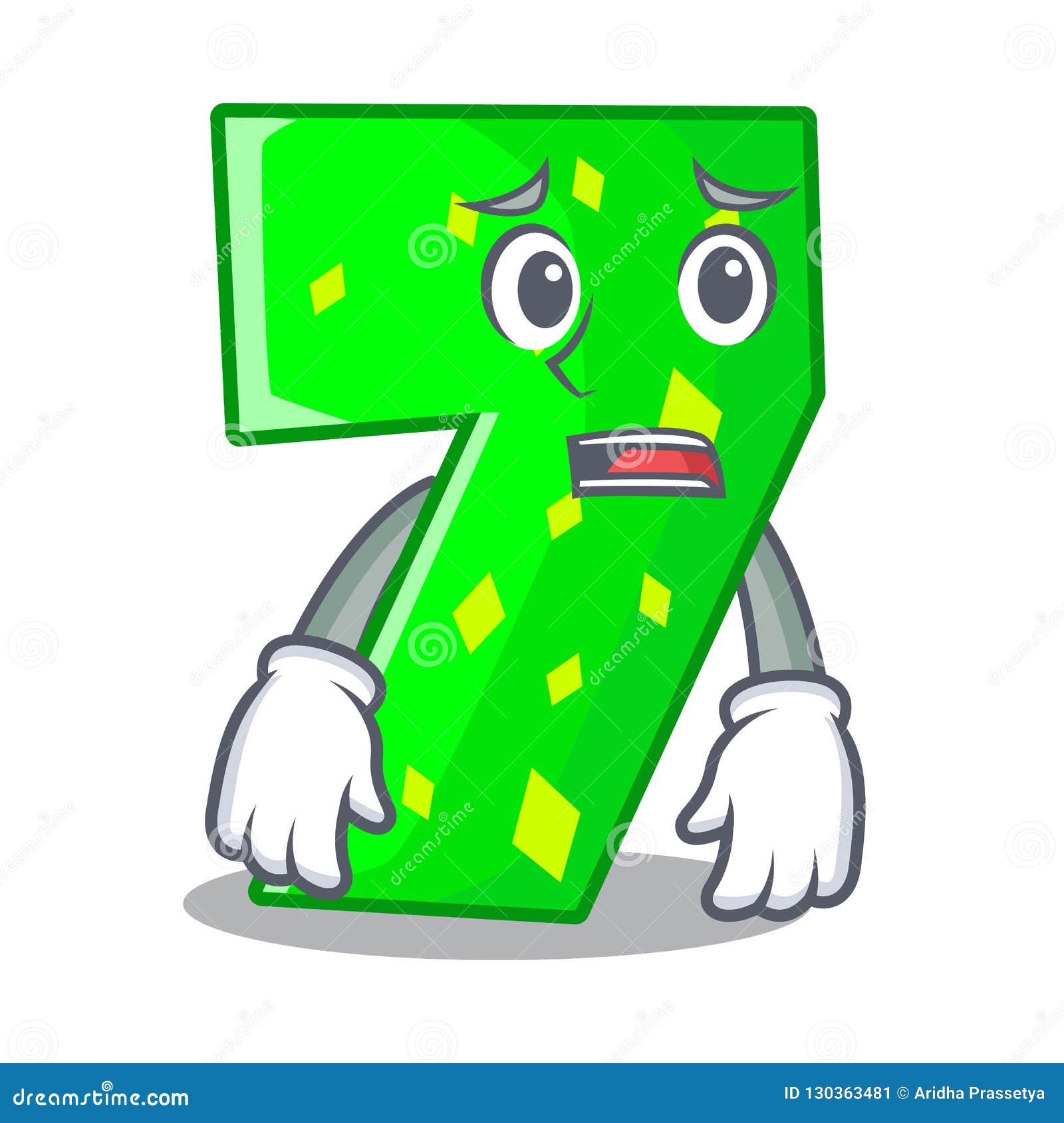 Afraid Cartoon Number Seven on Stone Wall Stock Vector - Illustration ...