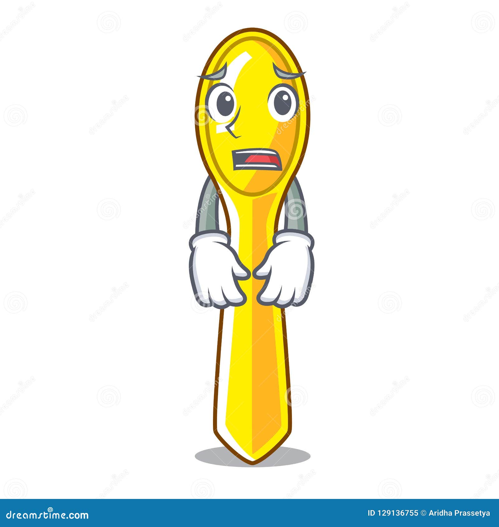 Afraid Cartoon Plastic Spoon on the Plate Stock Vector - Illustration ...