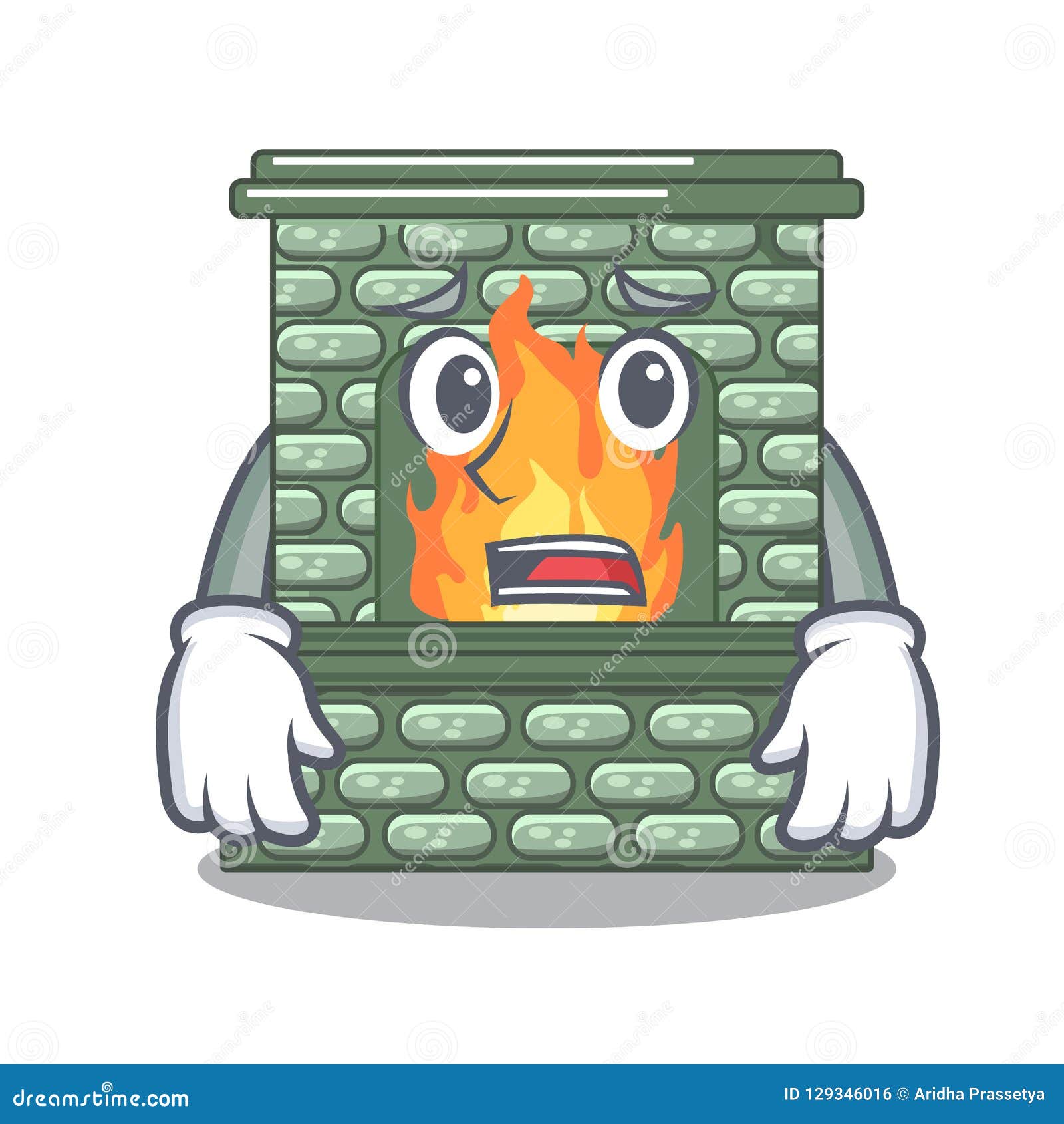 Afraid Cartoon Stone Fireplace with the Flame Stock Vector ...