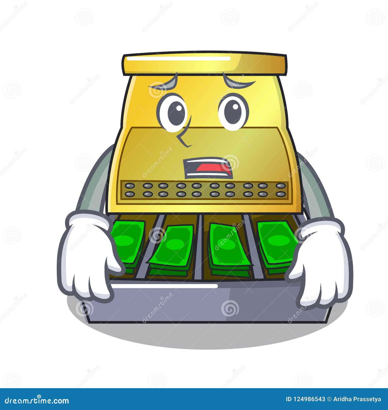 Afraid Cash Register with LCD Display Cartoon Stock Vector ...