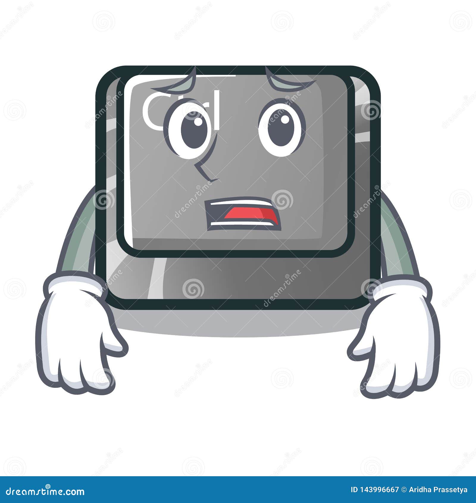 Afraid Character Ctrl Button Attached On Computer Stock Vector
