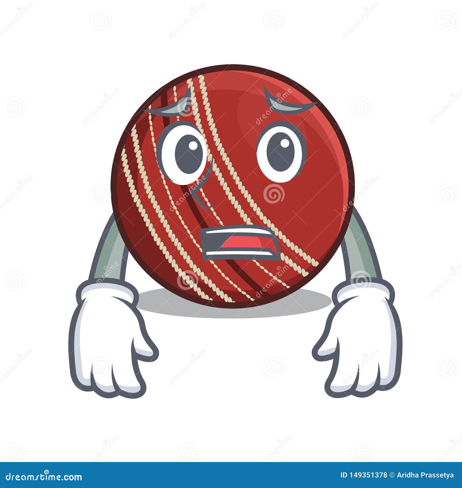 Afraid Cricket Ball in the Cartoon Shape Stock Vector - Illustration of ...