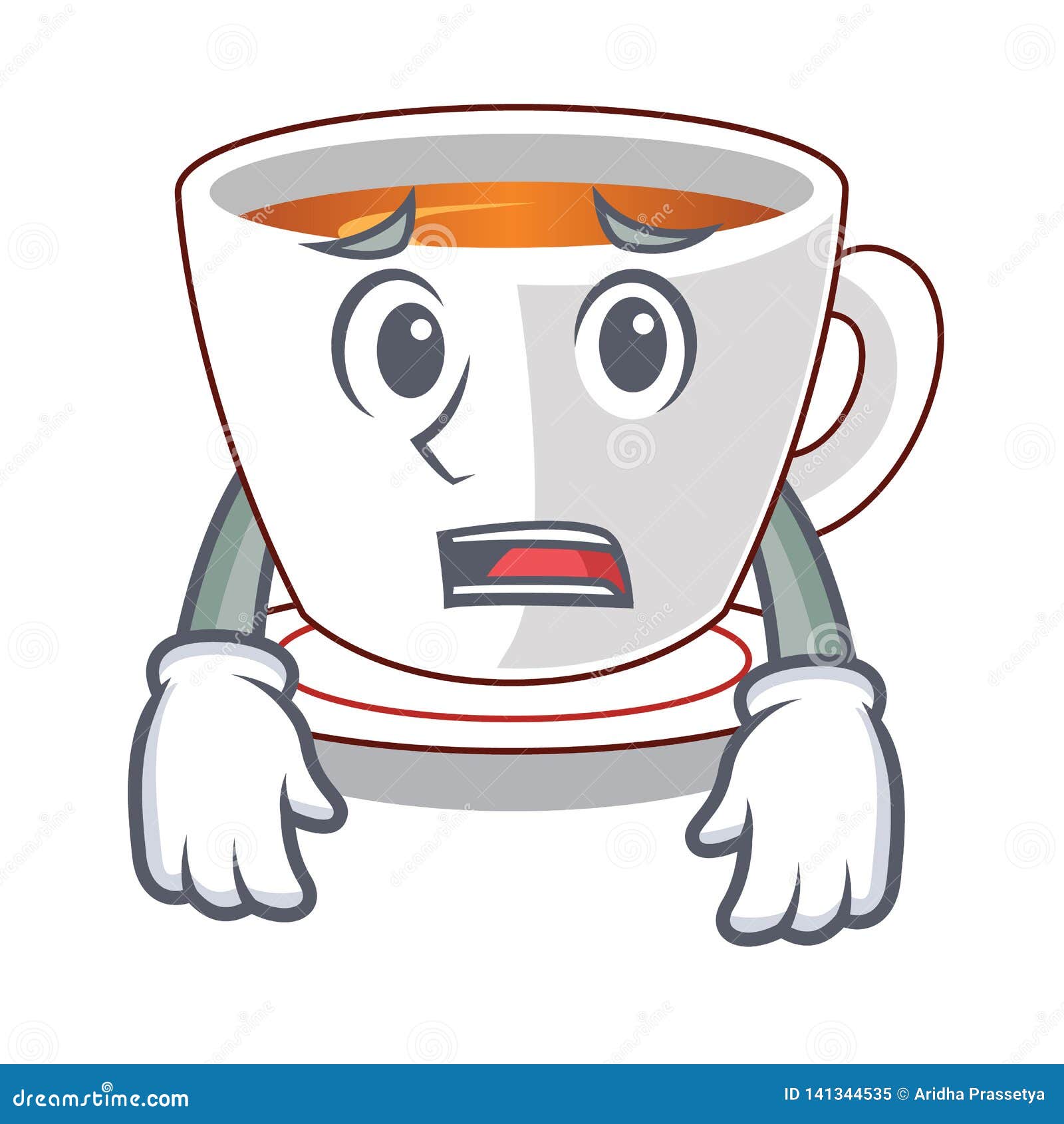 Afraid Cup Mint Tea Isolated with Character Stock Vector - Illustration ...