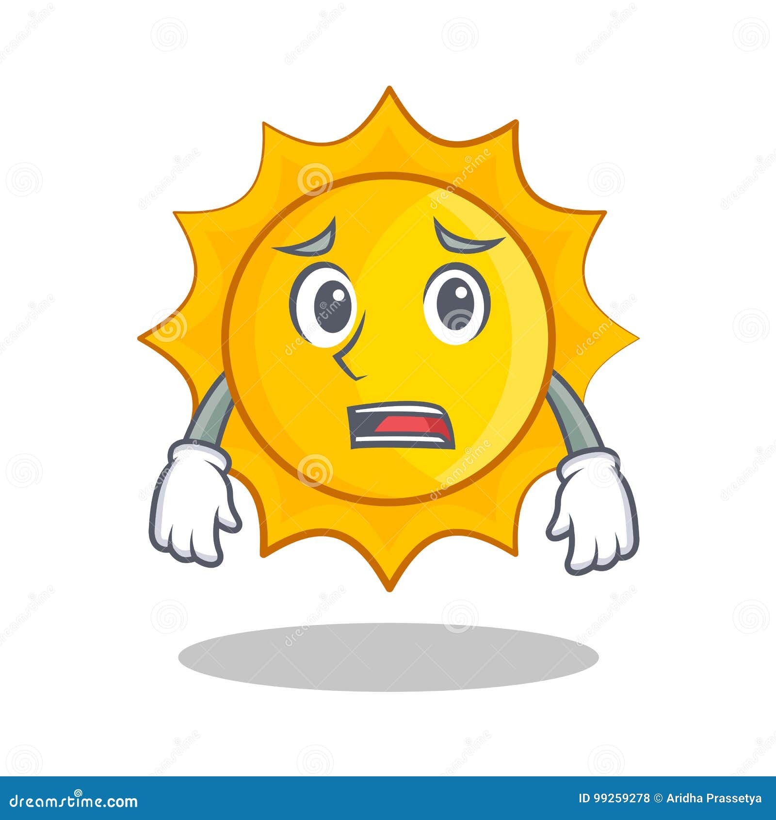 Afraid Cute Sun Character Cartoon Stock Vector - Illustration of icon ...