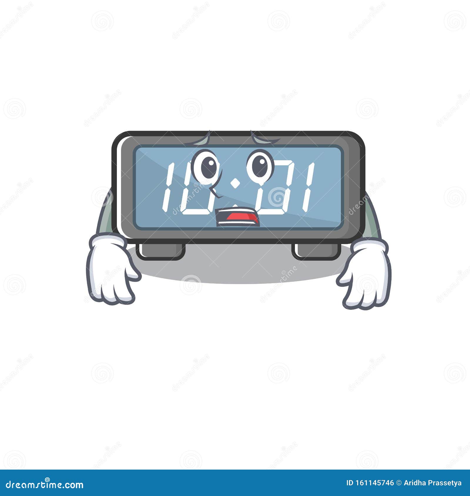 Afraid Digital Clock Cartoon in Character Shape Stock Vector ...