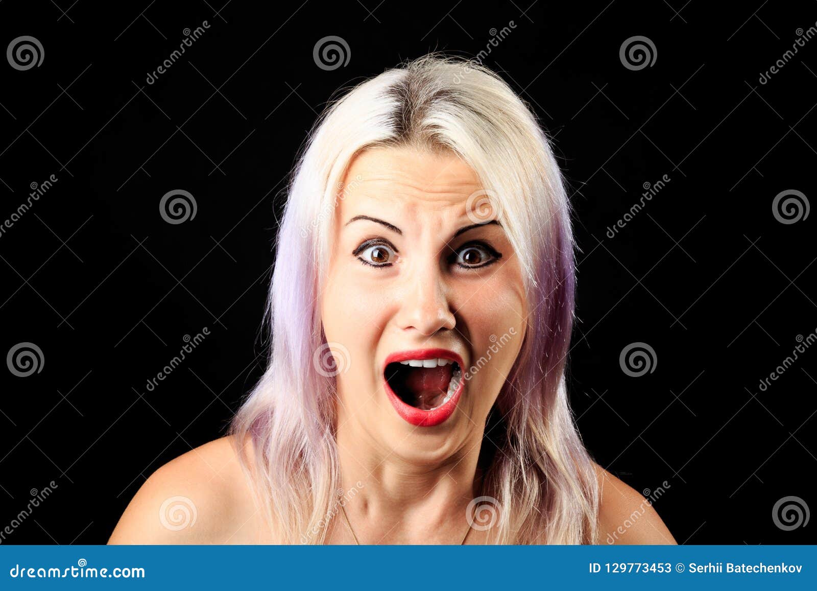 Scared Female Face Expression, Screaming Girl Stock Image - Image of ...