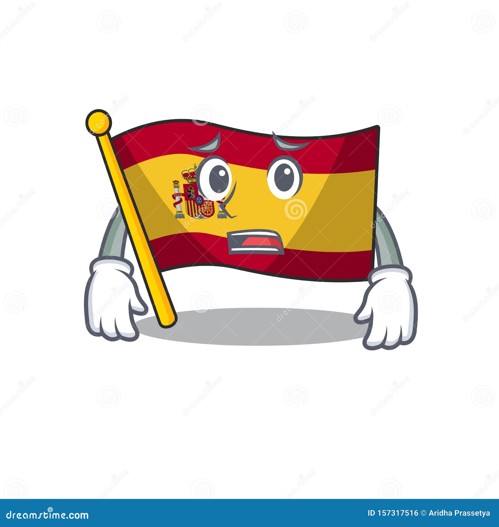 Afraid Flag Spain Isolated in the Cartoon Stock Vector - Illustration ...