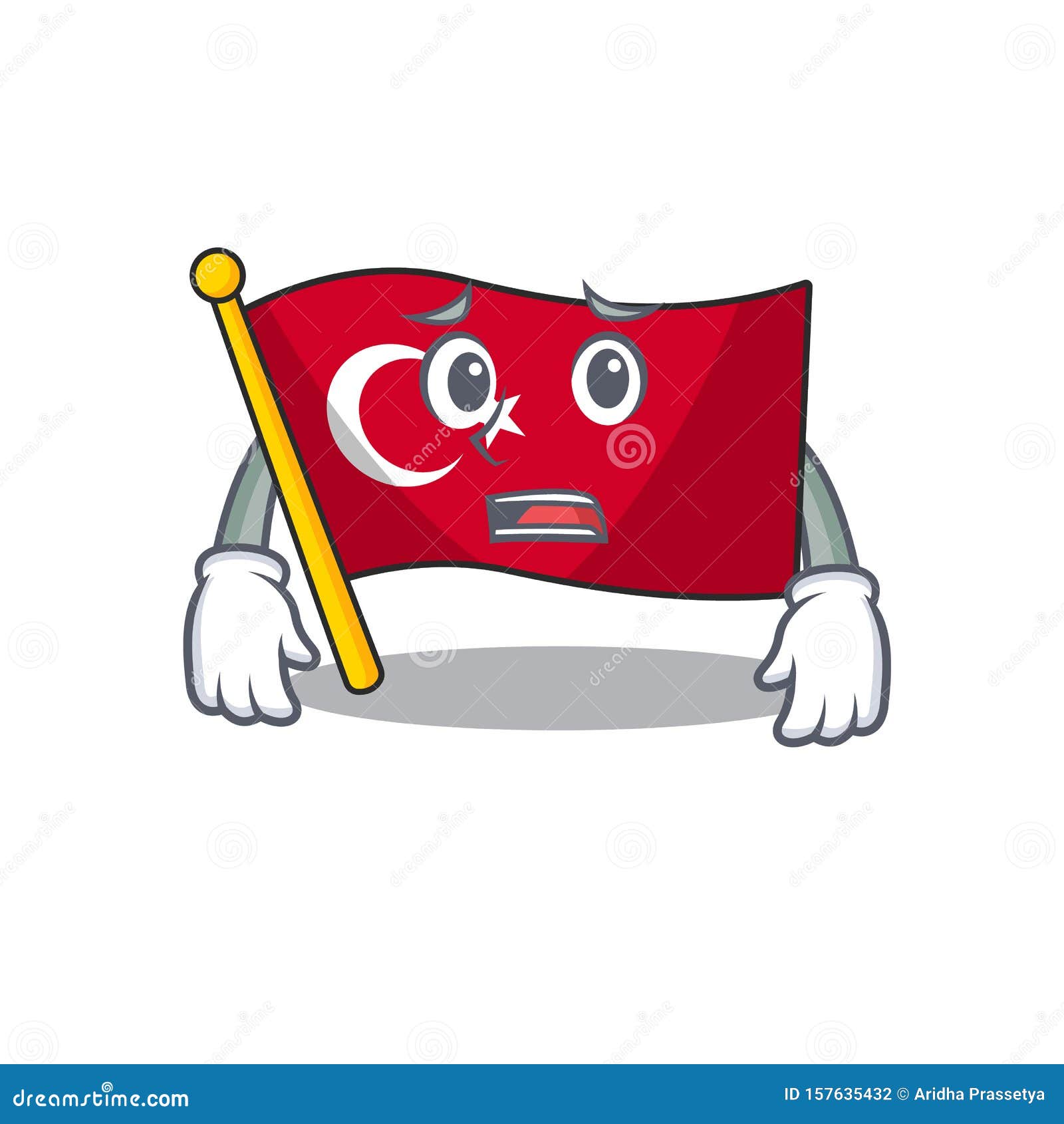 Afraid Flag Turkey in the Mascot Shape Stock Vector - Illustration of ...