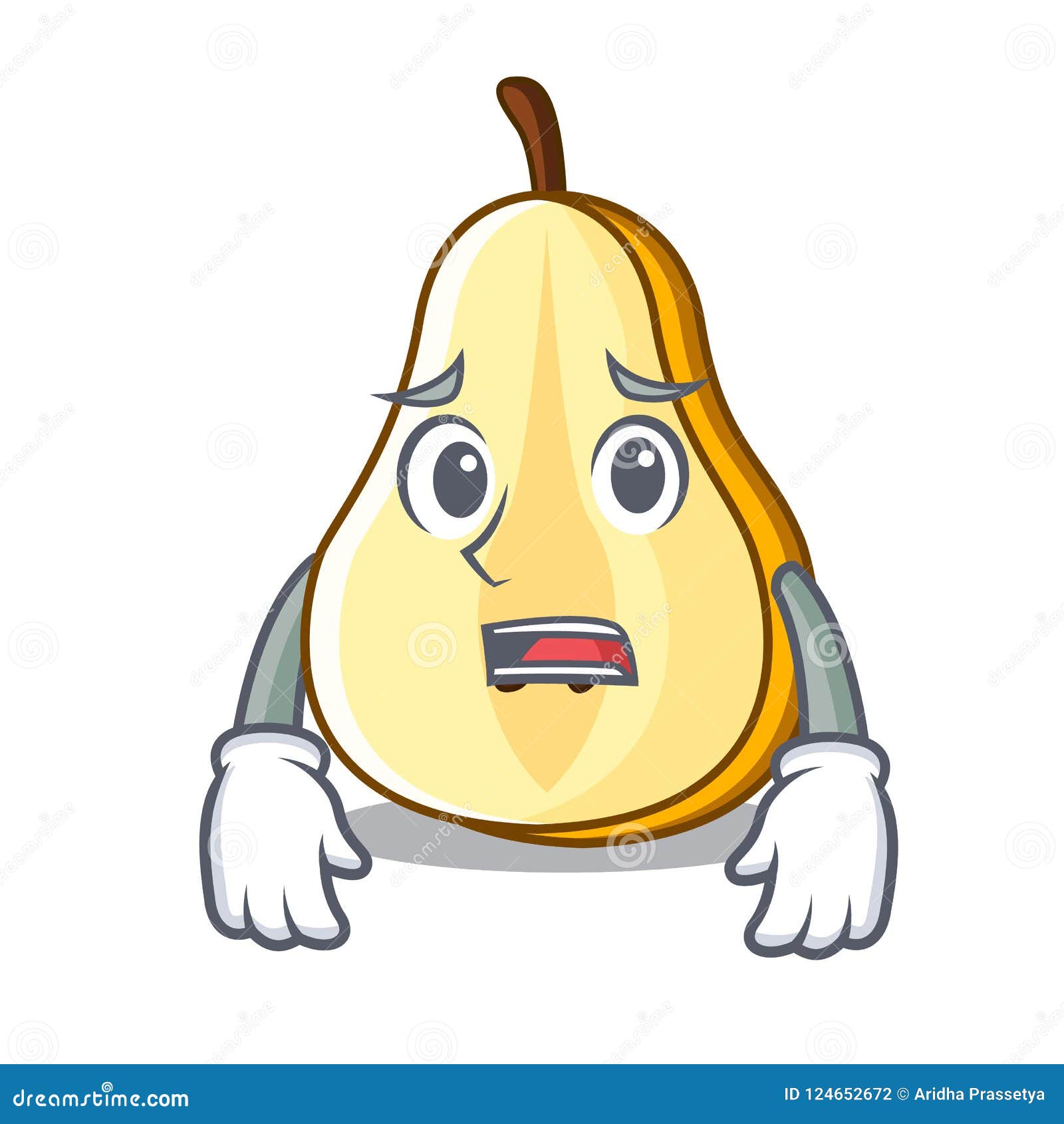 Afraid Half of Pear Isolated on Cartoon Stock Vector - Illustration of ...