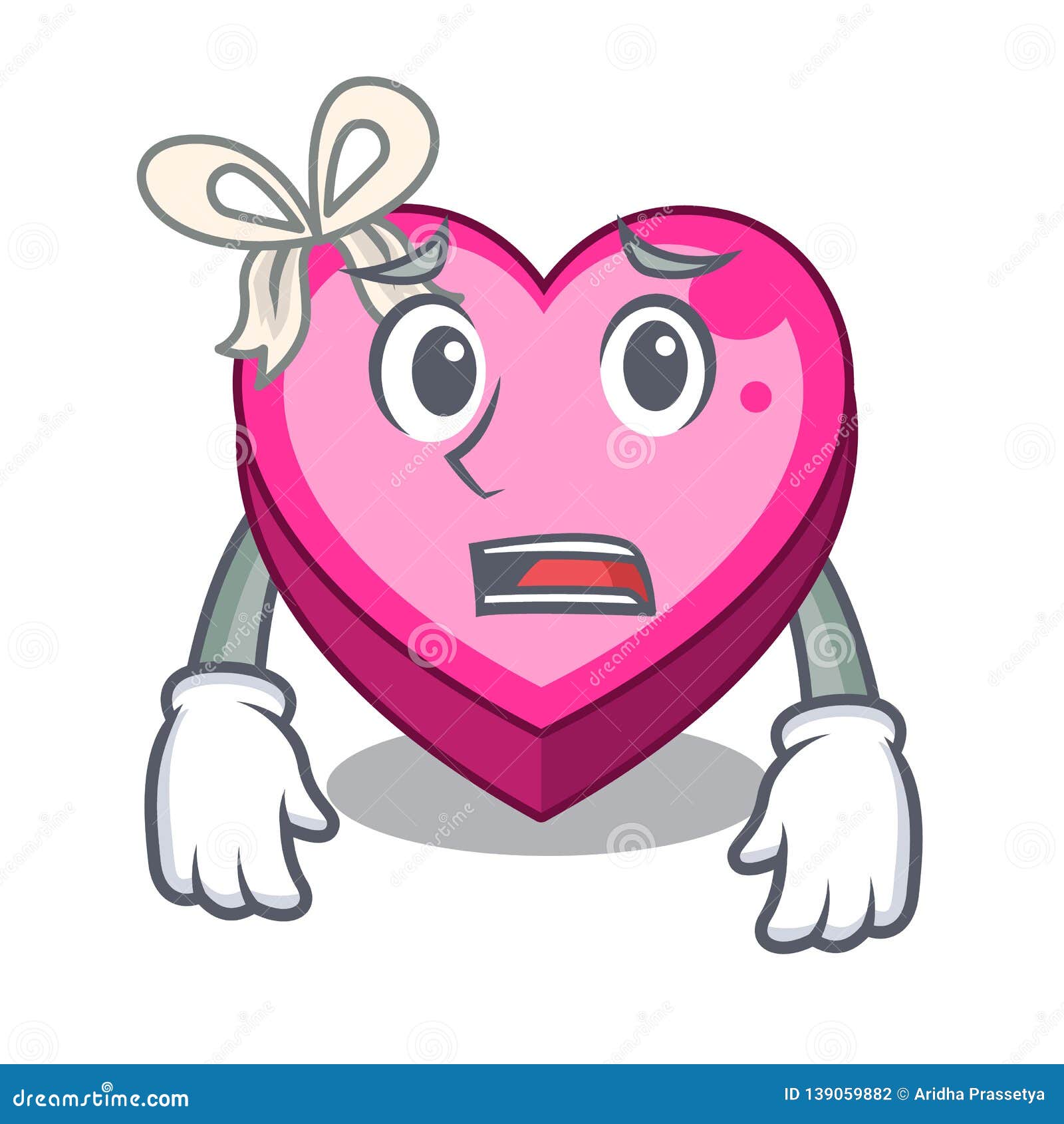 Afraid Heart Box Above Wooden Cartoon Table Stock Vector - Illustration ...