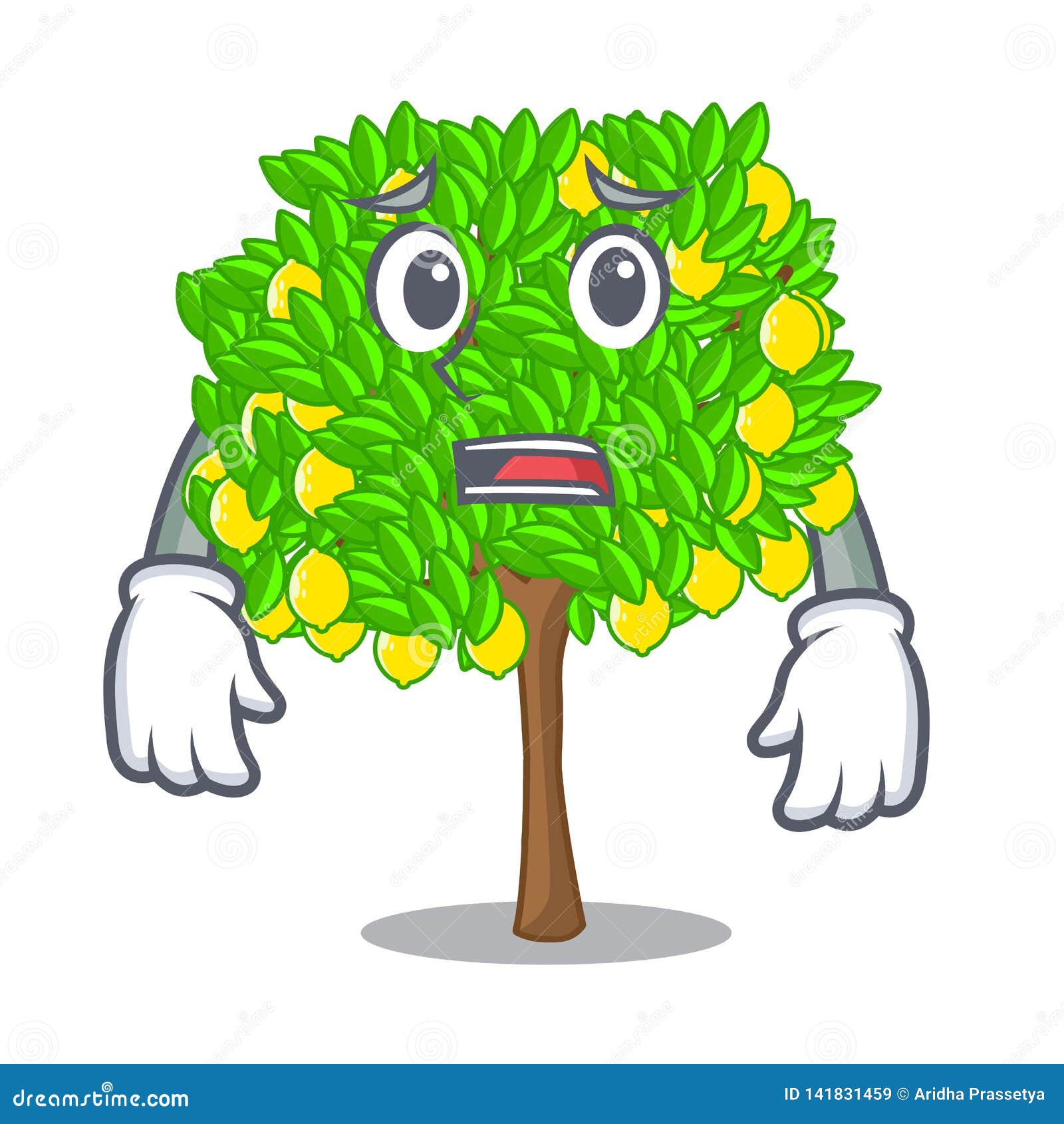 Afraid Lemon Tree Cartoon Next the House Stock Vector - Illustration of ...