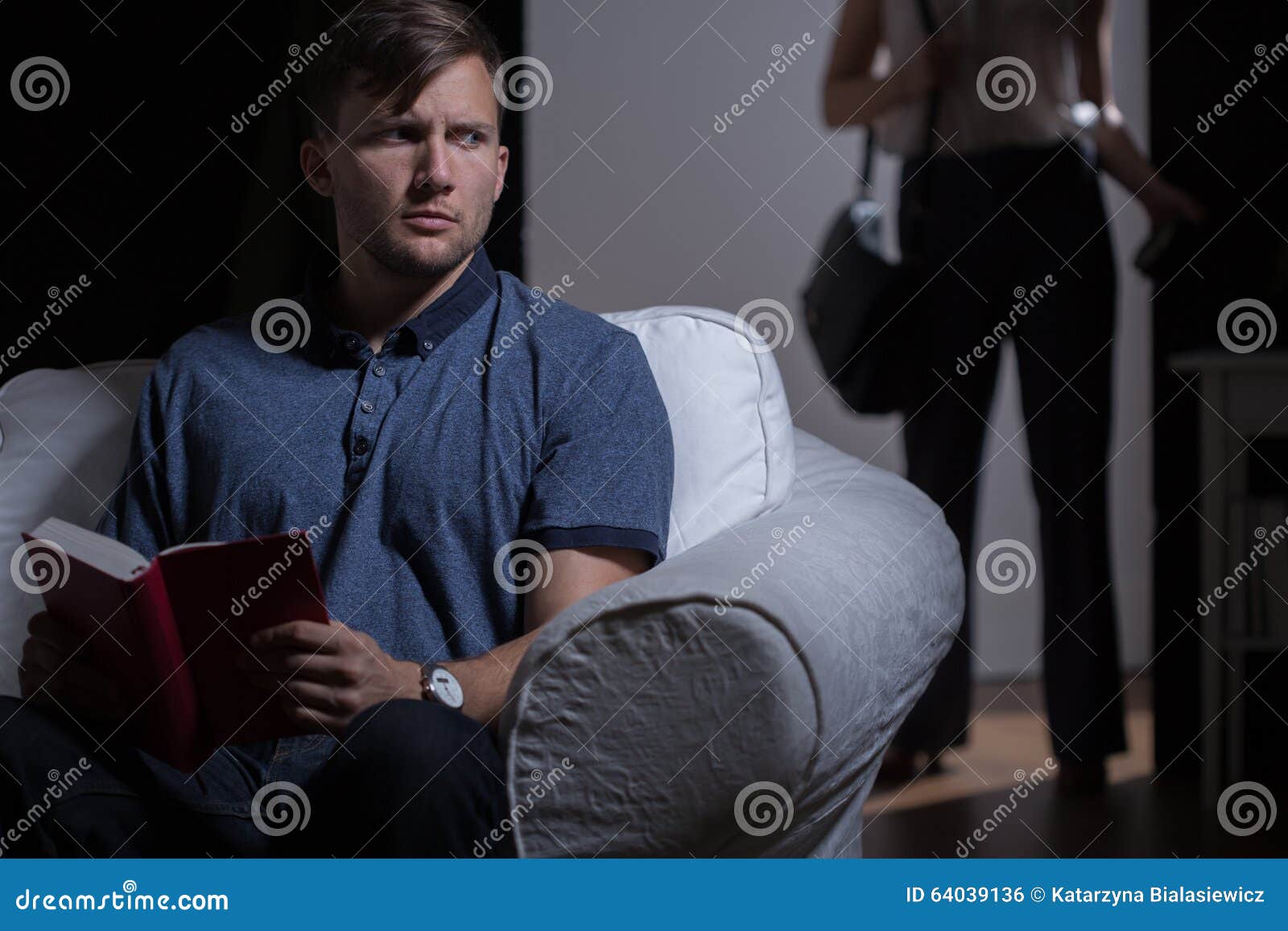 Afraid man at home stock photo. Image of color, beat - 64039136