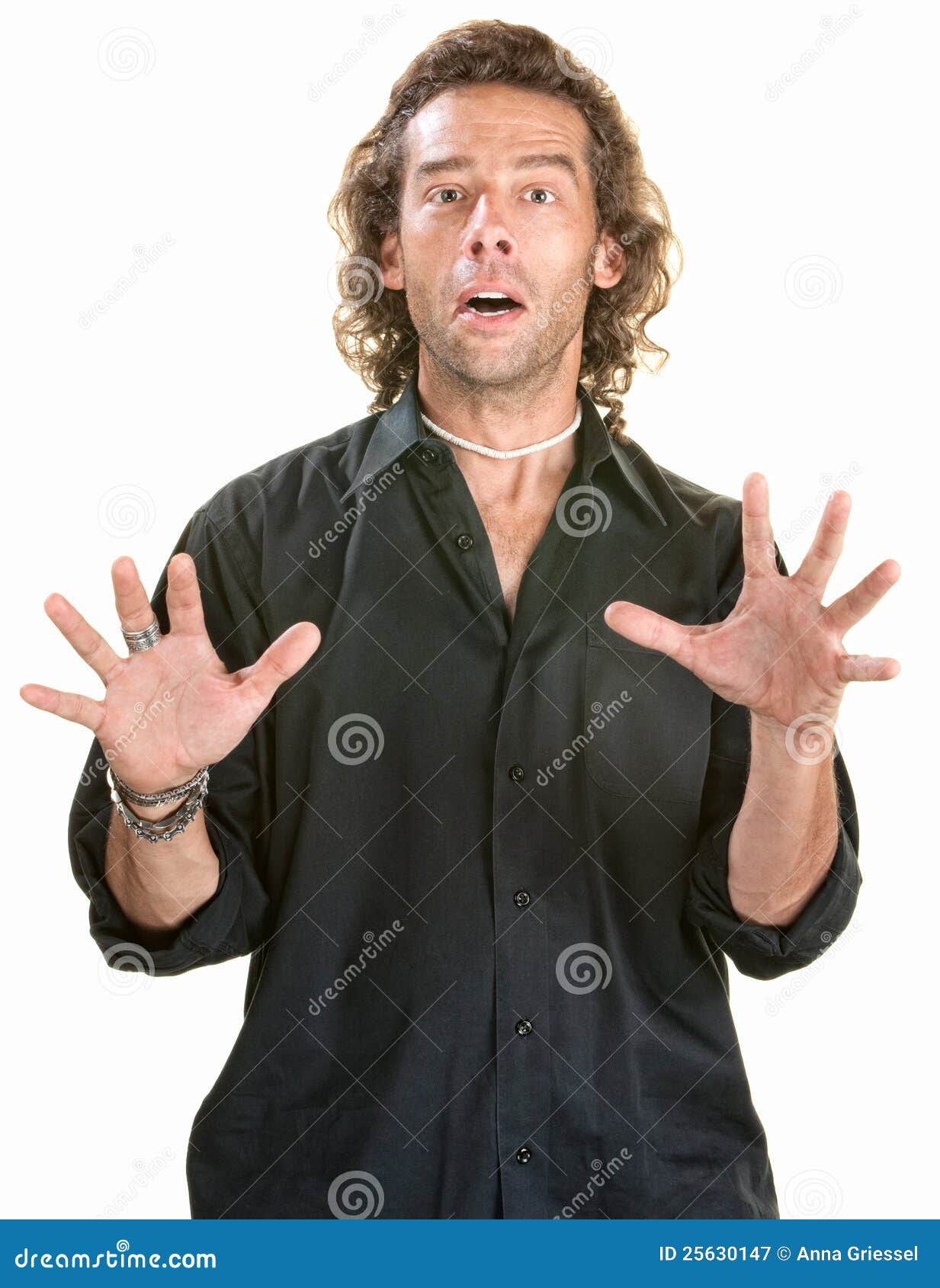 Afraid Man Over White stock image. Image of single, isolated - 25630147