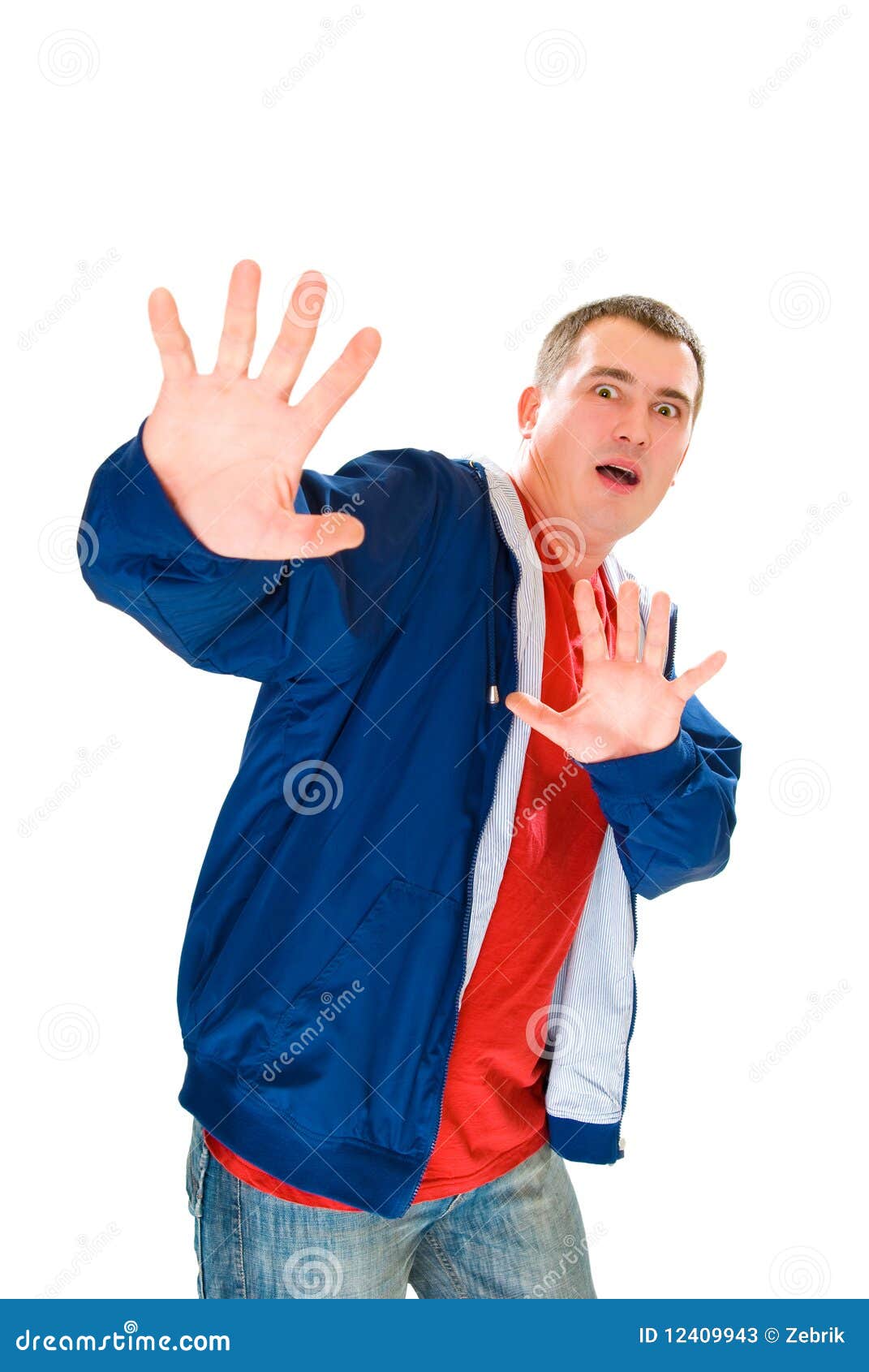Afraid Men Say Stop with Palm Up Stock Image - Image of caucasian ...
