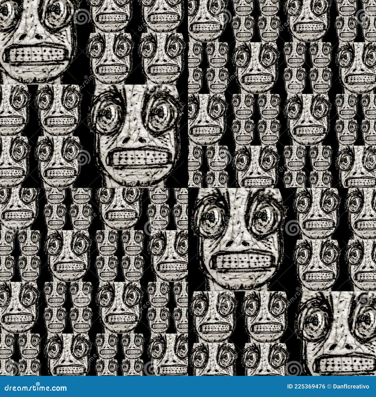 Afraid Monster Portrait Drawing Motif Pattern Stock Illustration ...