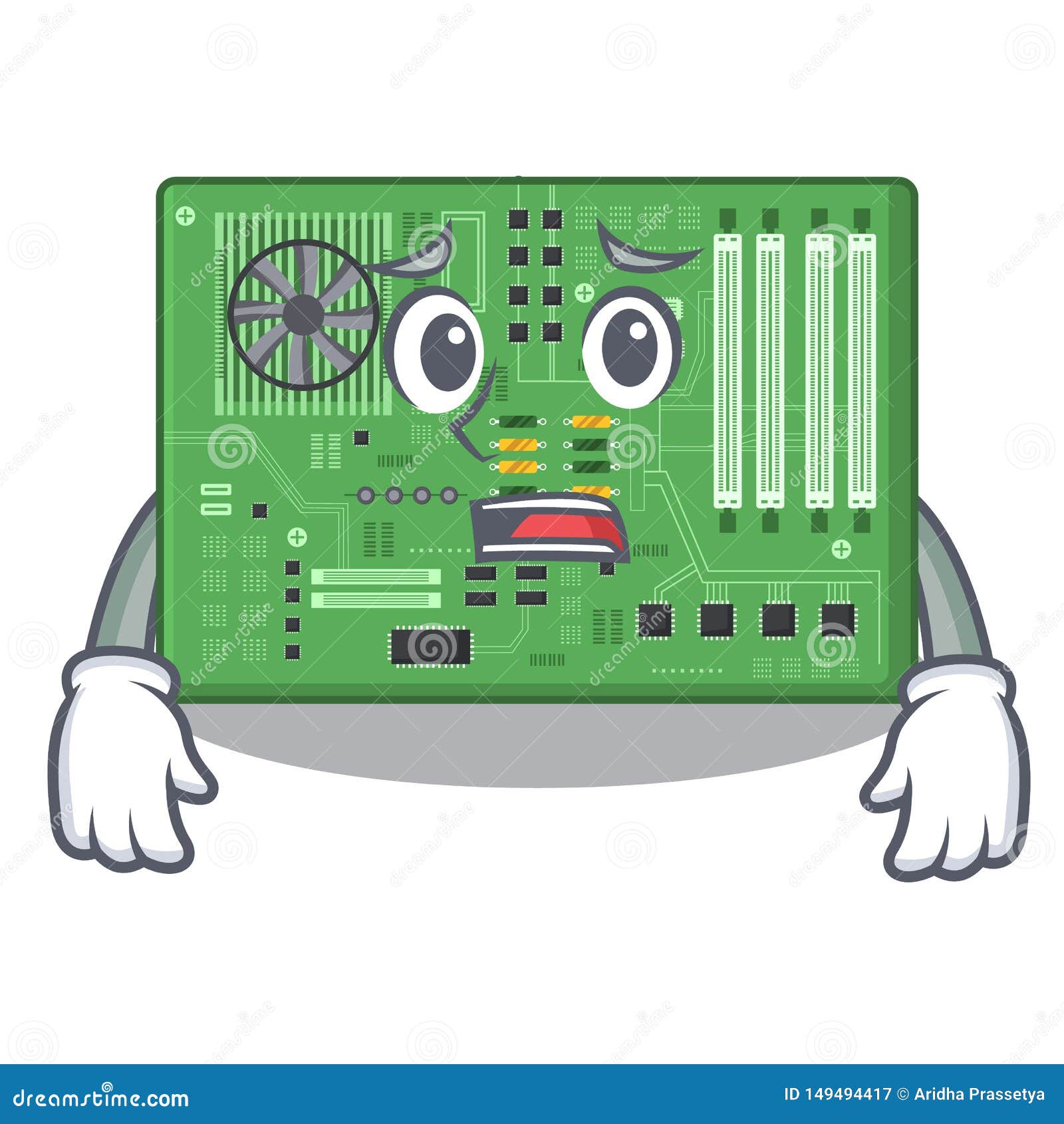 Afraid Motherboard in the a Computer Cartoon Stock Vector ...