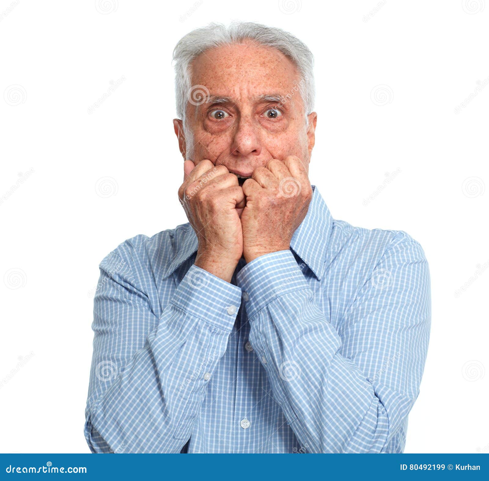 Afraid old man stock image. Image of fright, gray, frightened - 80492199
