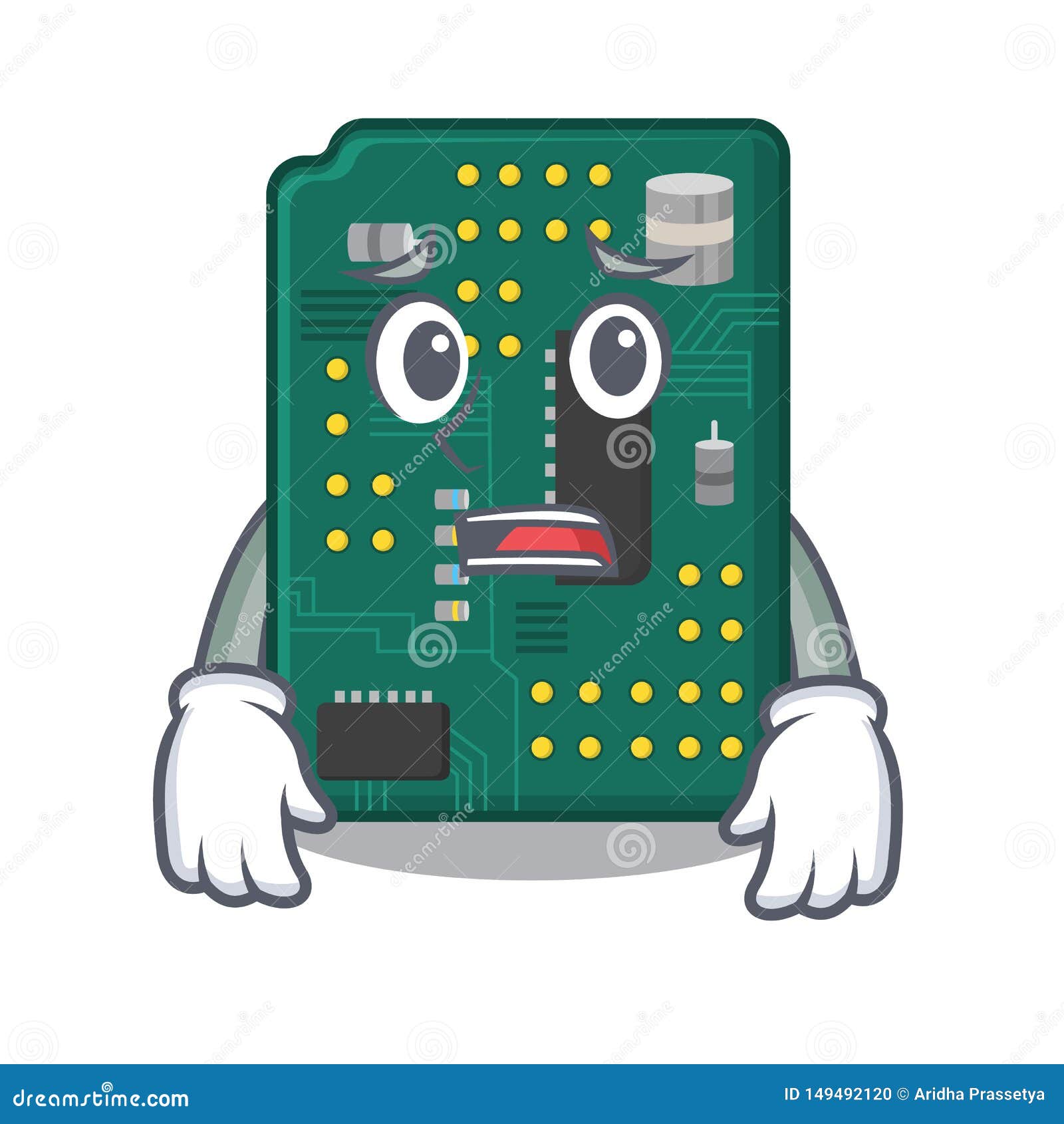 Afraid PCB Circuit Board in PC Characters Stock Vector - Illustration ...