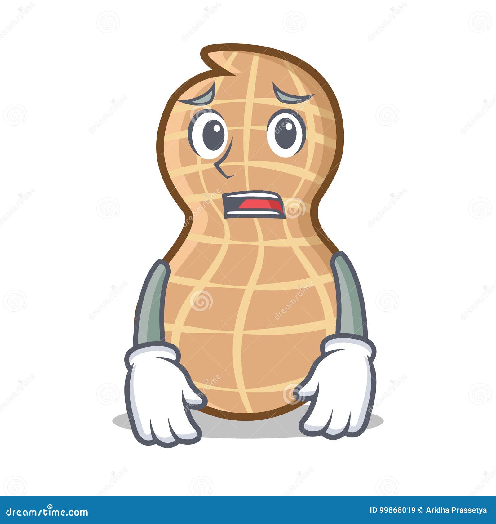 Afraid Peanut Character Cartoon Style Stock Vector - Illustration of ...