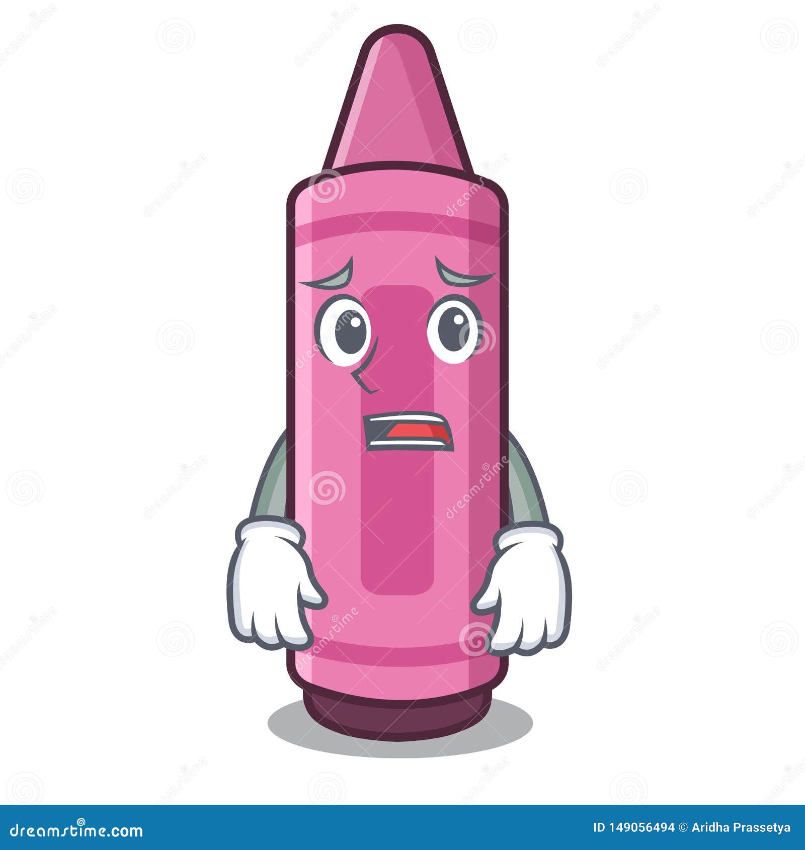 Afraid Pink Crayons in the Character Shape Stock Vector - Illustration ...
