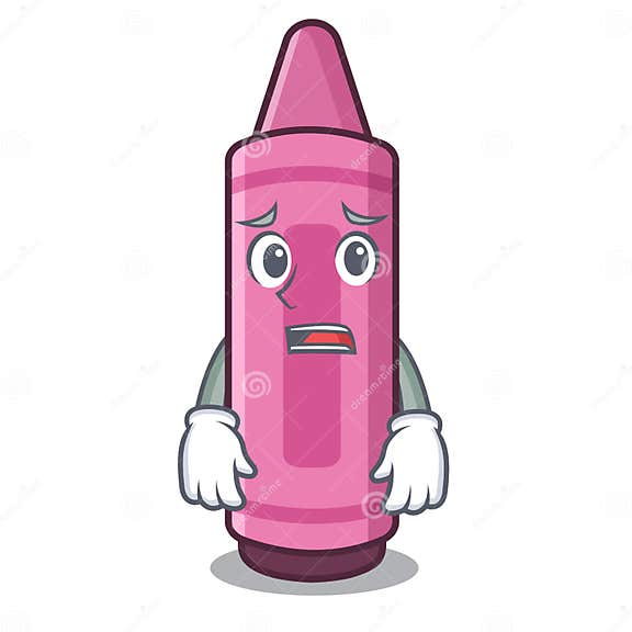 Afraid Pink Crayons in the Character Shape Stock Vector - Illustration ...