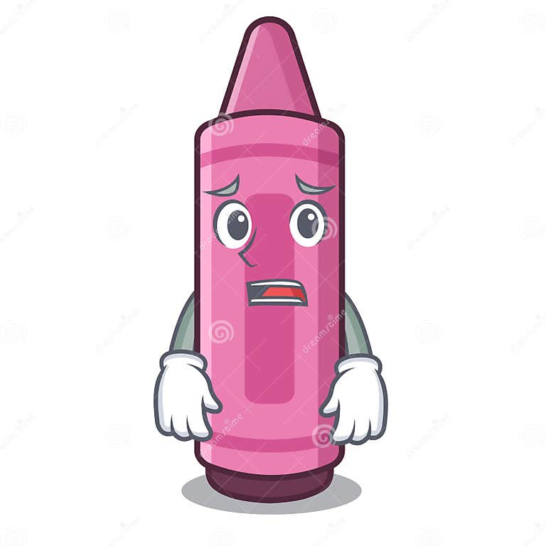 Afraid Pink Crayons in the Character Shape Stock Vector - Illustration ...