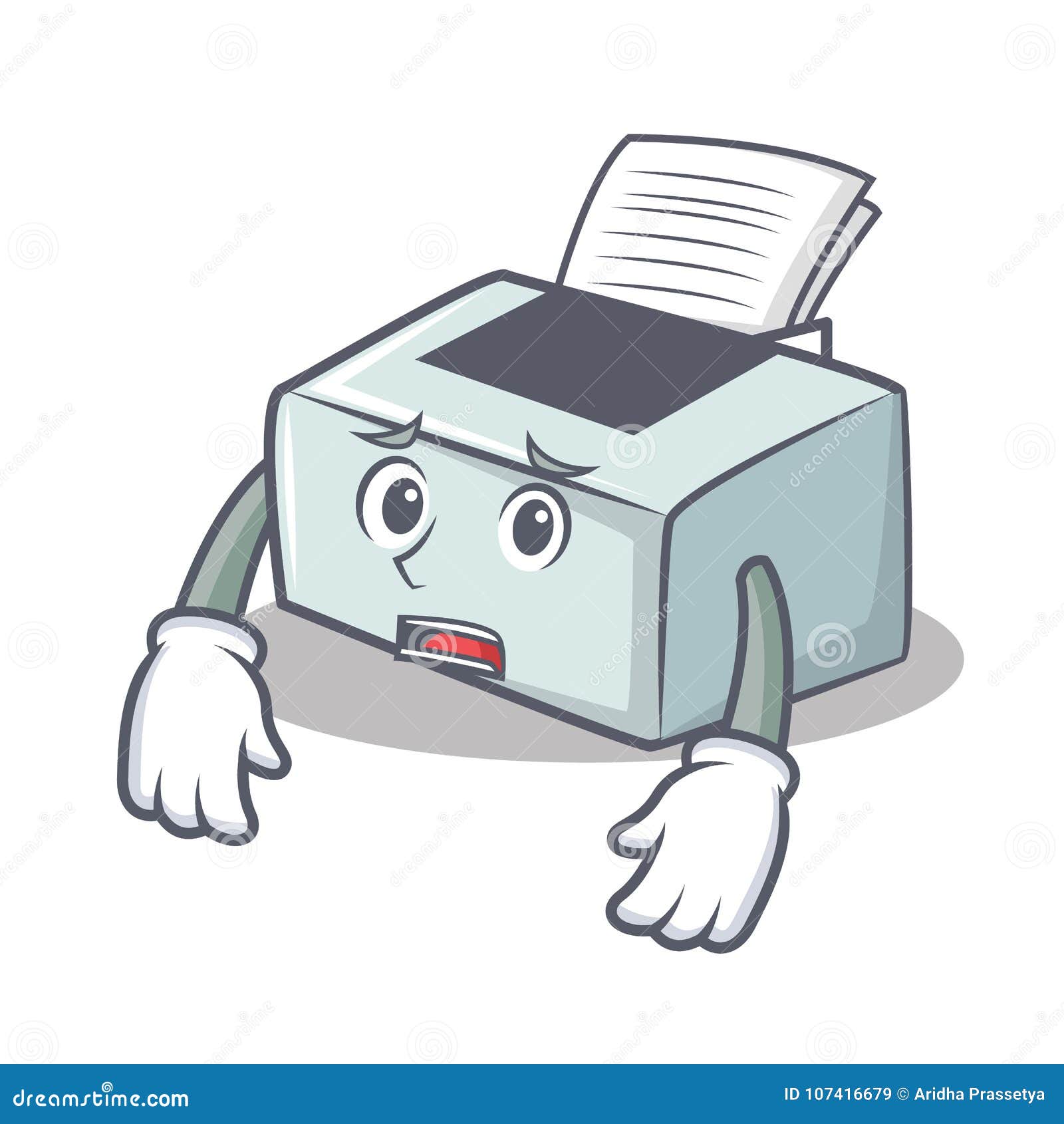 Afraid Printer Mascot Cartoon Style Stock Vector - Illustration of cute ...