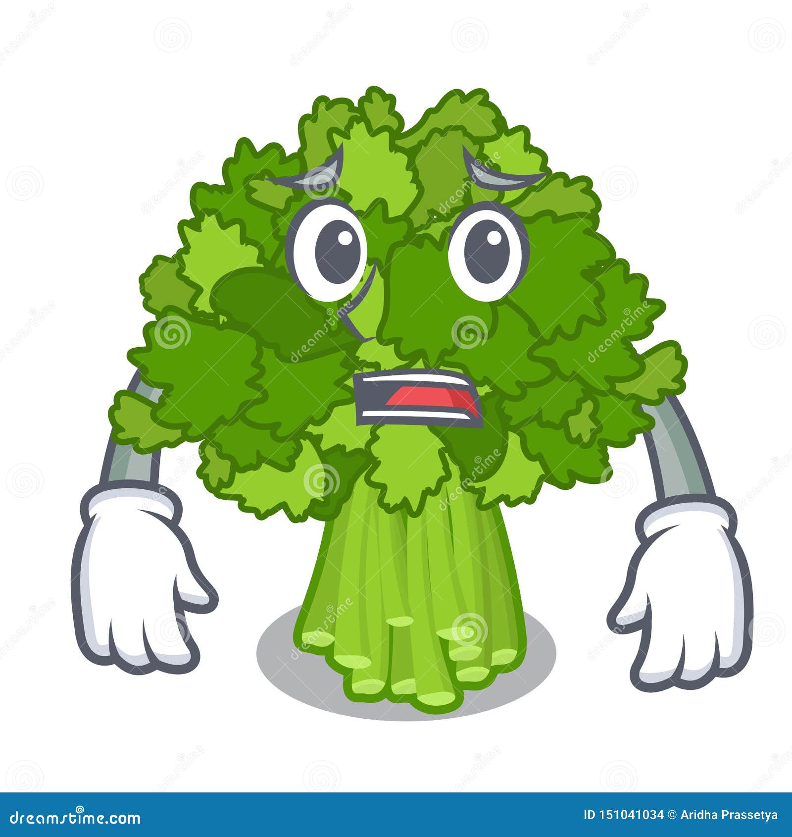 Afraid Rabe Broccoli in Vegetable Mascot Basket Stock Vector ...