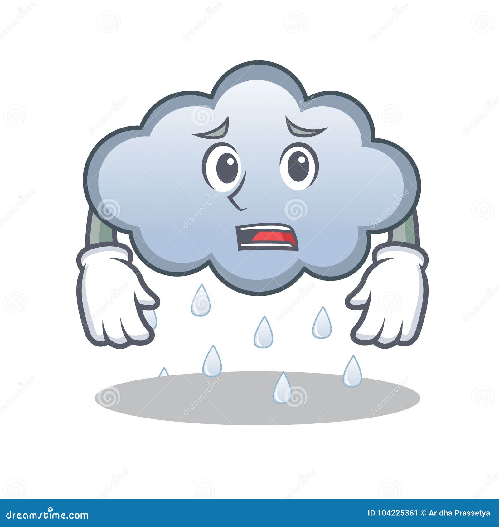 Afraid Rain Cloud Character Cartoon Stock Vector - Illustration of rain ...