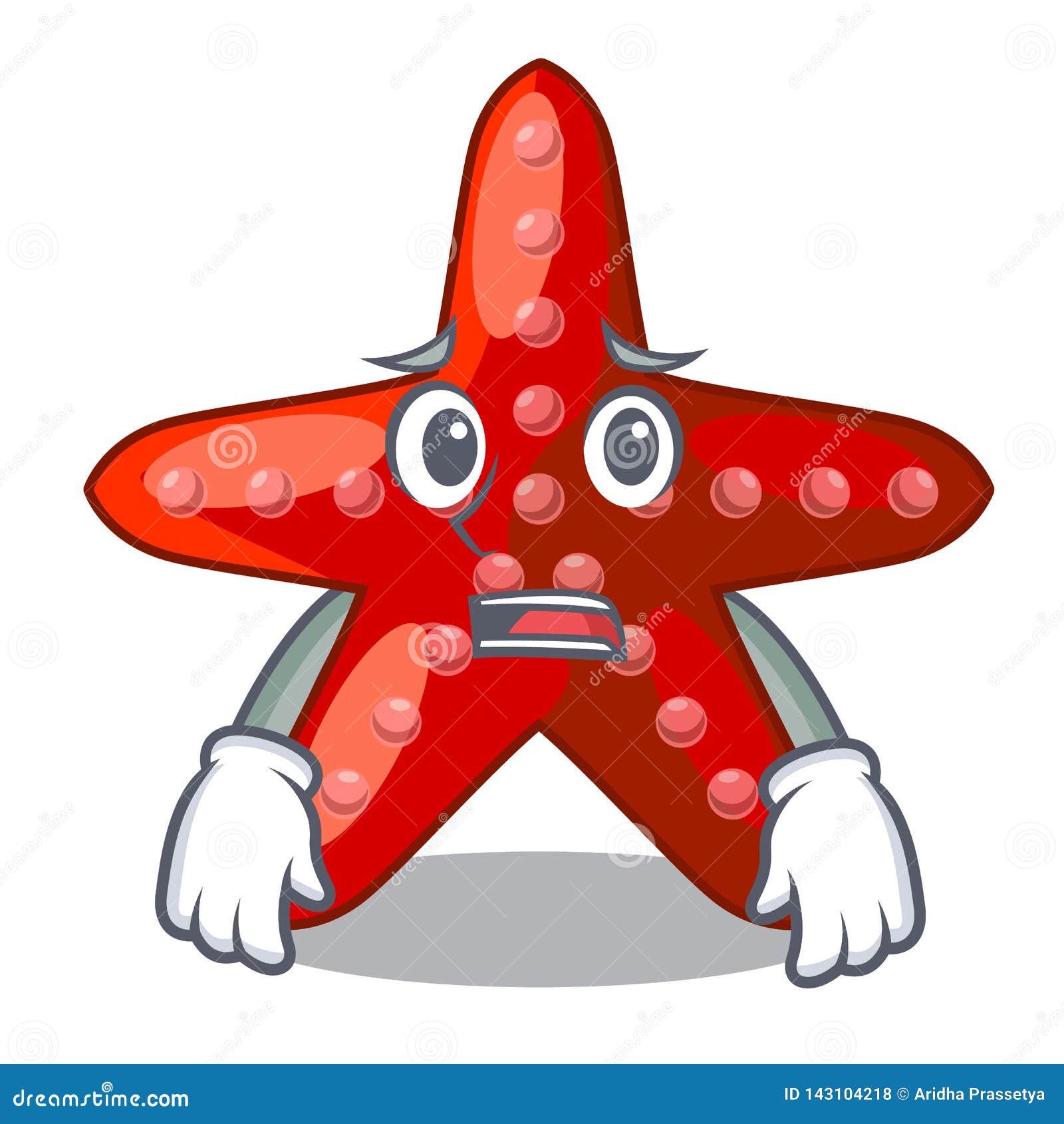Afraid Red Starfish in the Cartoon Shape Stock Vector - Illustration of ...