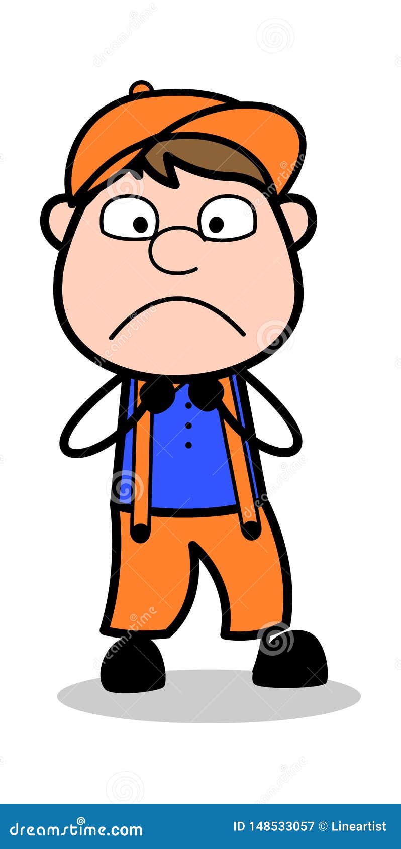 Afraid - Retro Cartoon Carpenter Worker Vector Illustration Stock ...