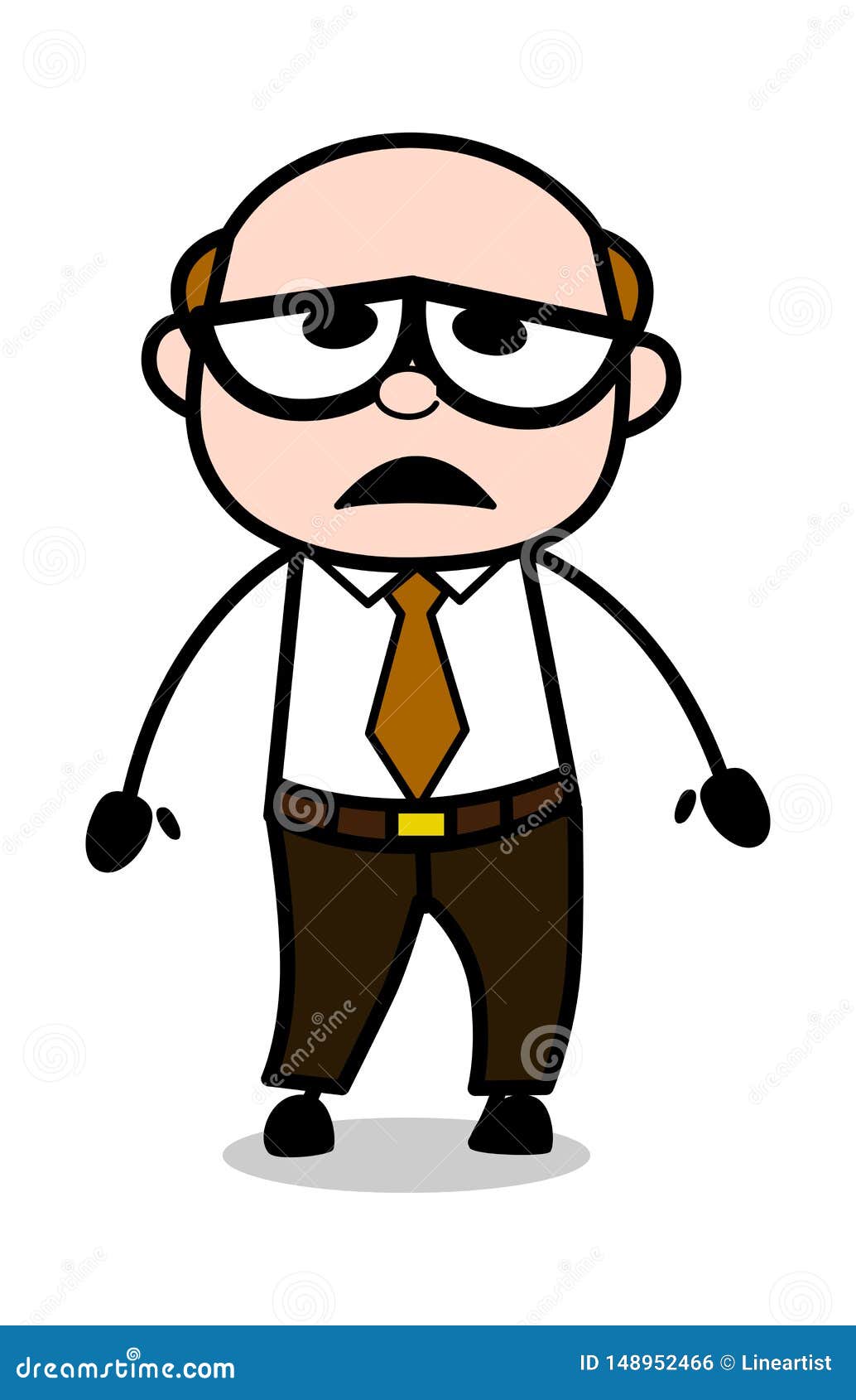 Afraid - Retro Cartoon Office Old Boss Man Vector Illustration Stock ...