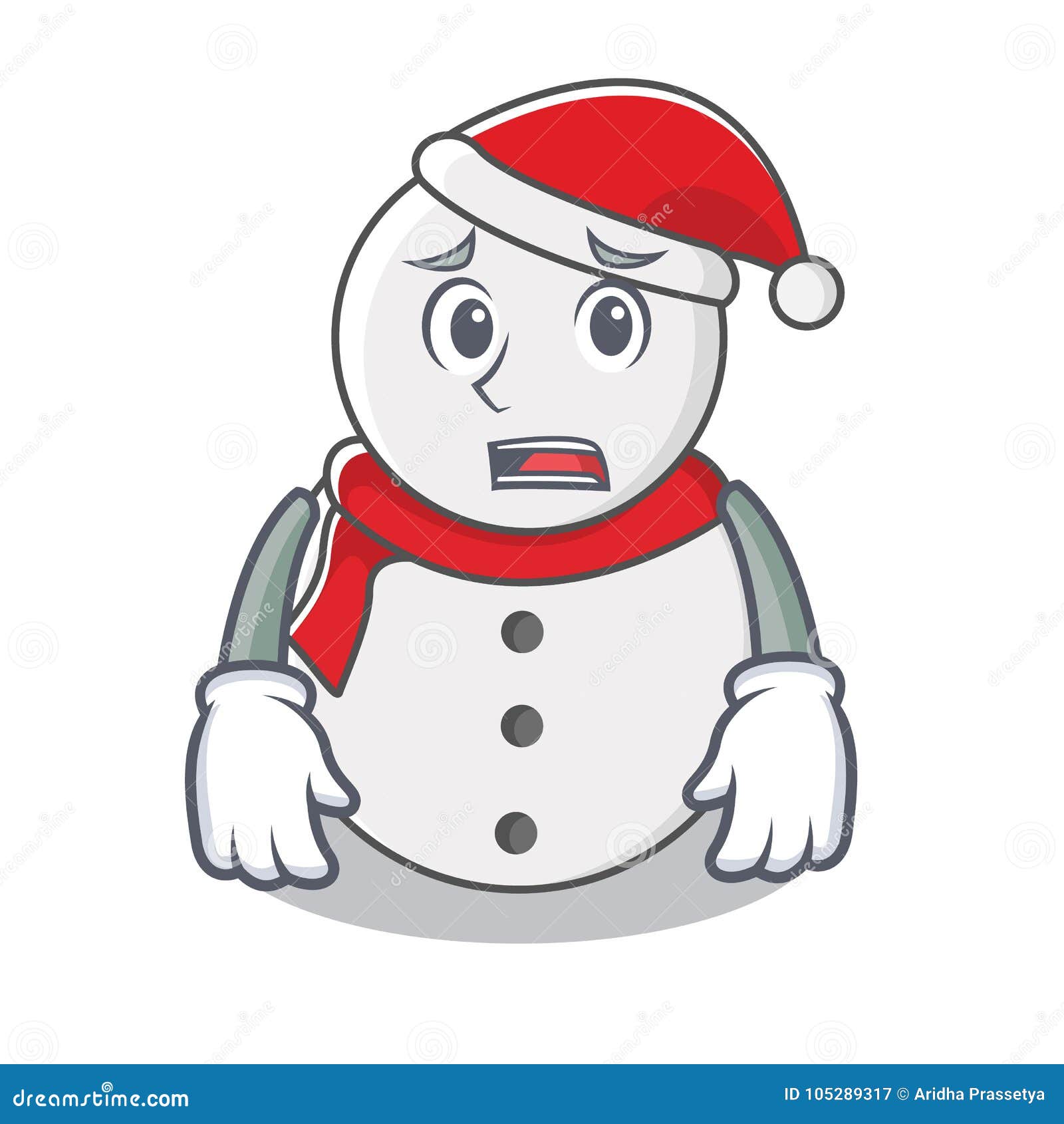 Afraid Snowman Character Cartoon Style Stock Vector - Illustration of ...