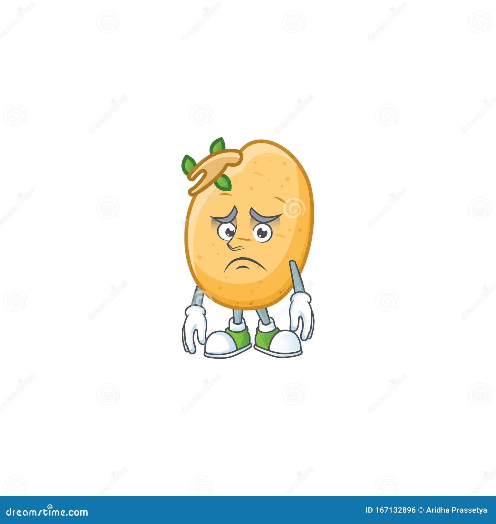 Afraid Sprouted Potato Tuber Cartoon Character Mascot Design Stock ...