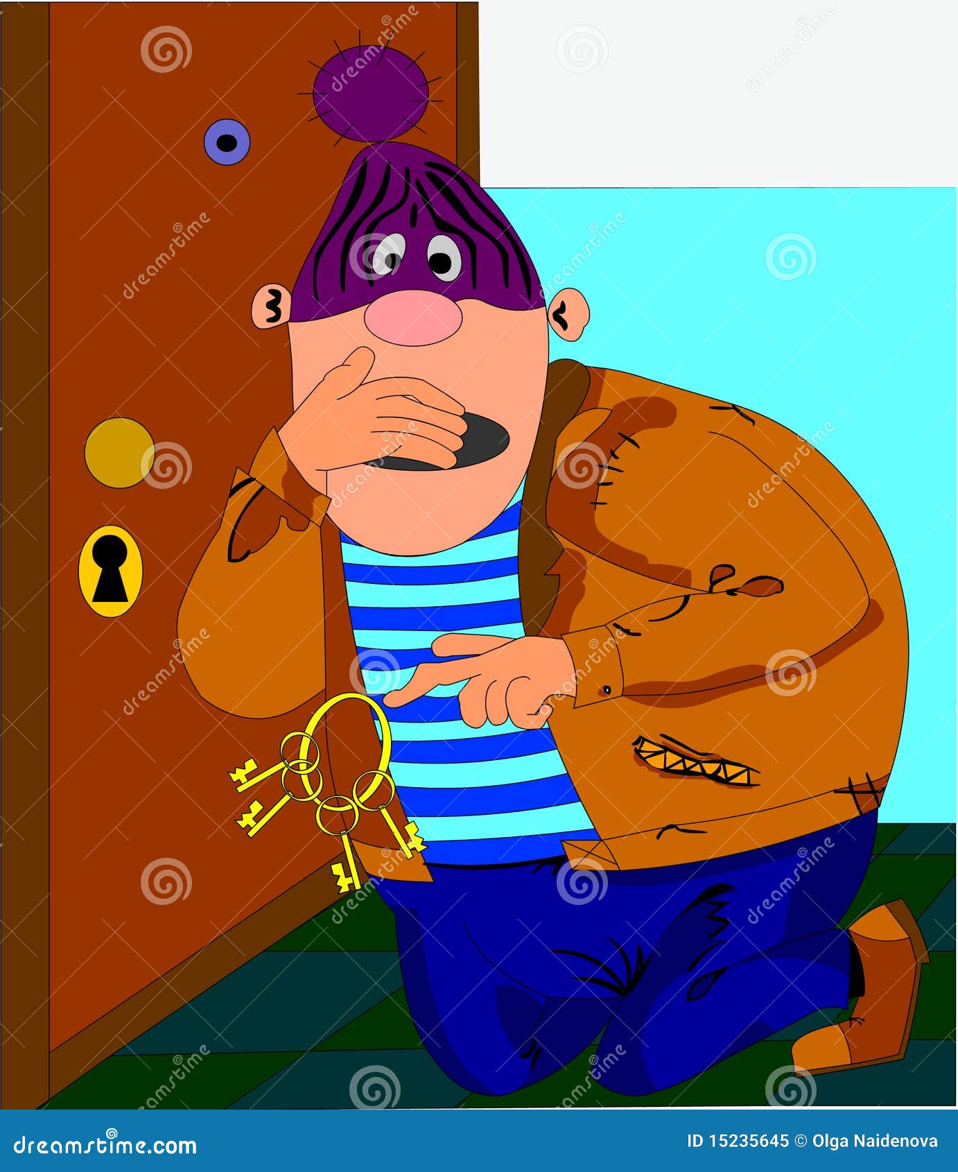 The Afraid thief with key stock illustration. Illustration of lock ...